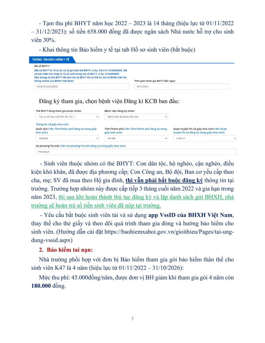 Hướng dẫn thủ tục nhập học khóa 47